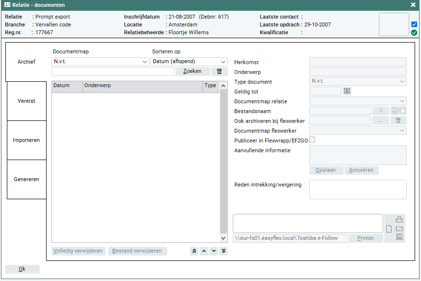 Relaties > Documenten